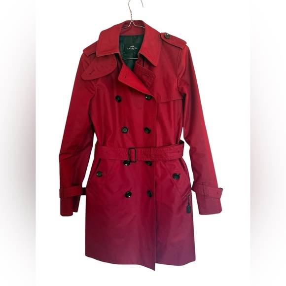 Coach | Jackets & Coats | Coach Mint Condition Ruby Red Rain Coat ...
